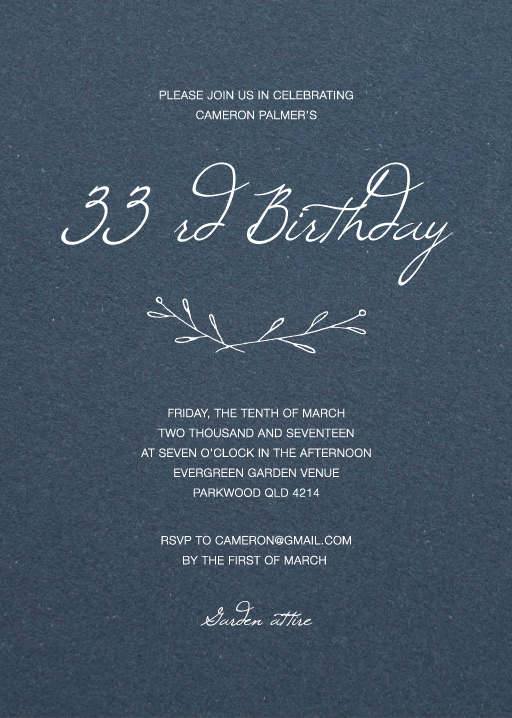 33rd Birthday Invitations