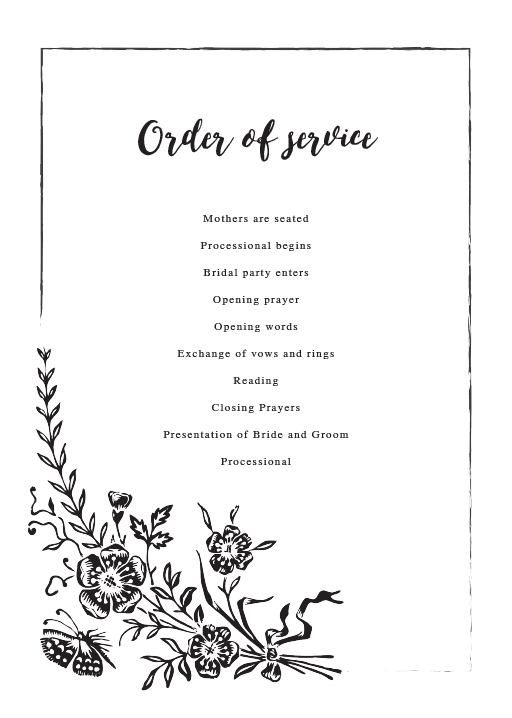 Order Of Service & Wedding Order Of Service