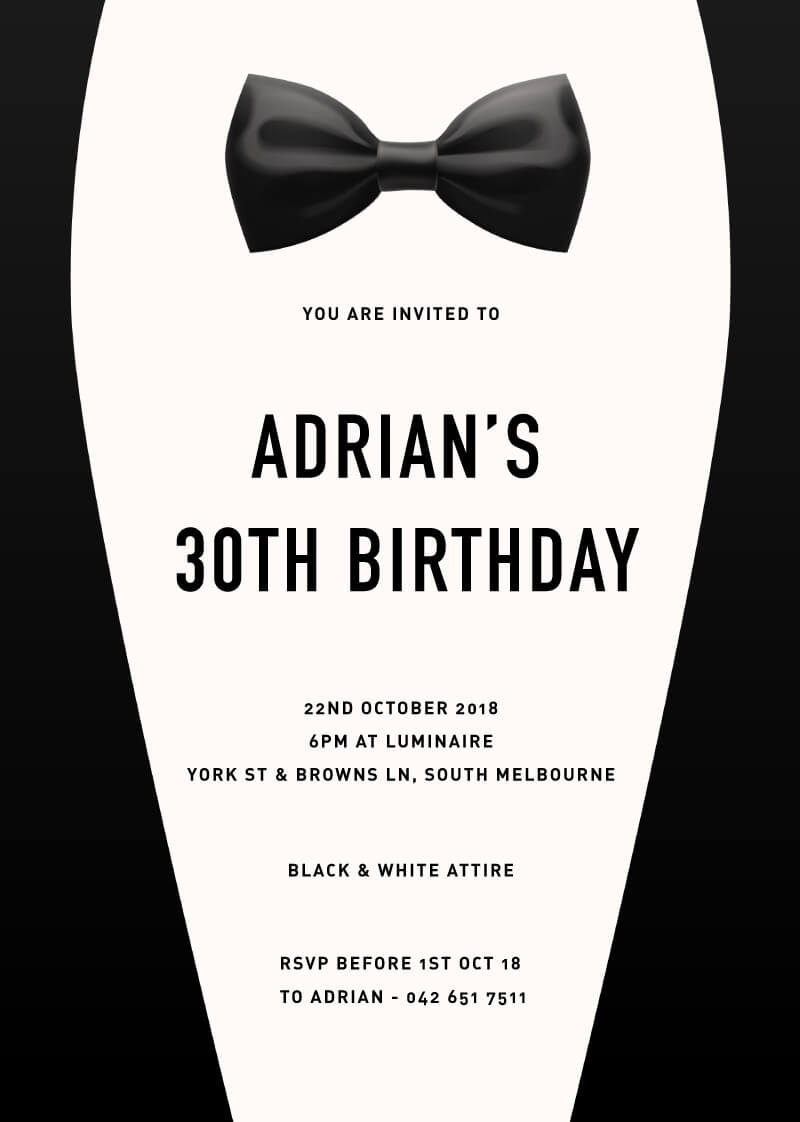 Black And White Bow Tie Invitations