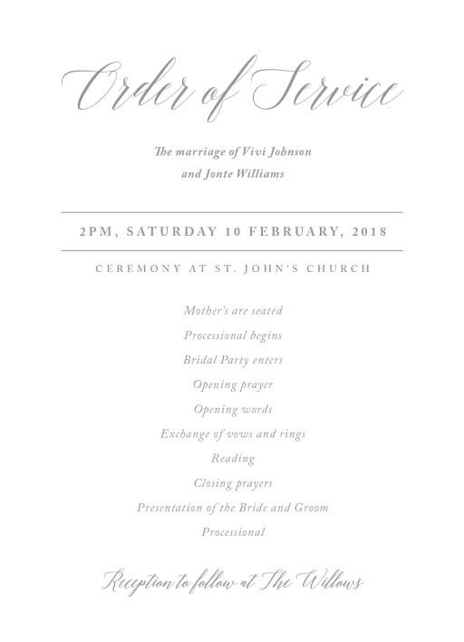 Order Of Service & Wedding Order Of Service | Pg 2